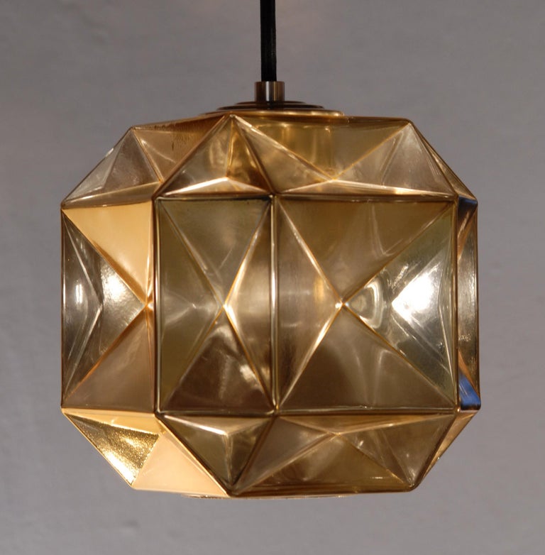Dinamo Pendant Multi-Faceted Blown Glass with Gold Mirrored Translucent ...
