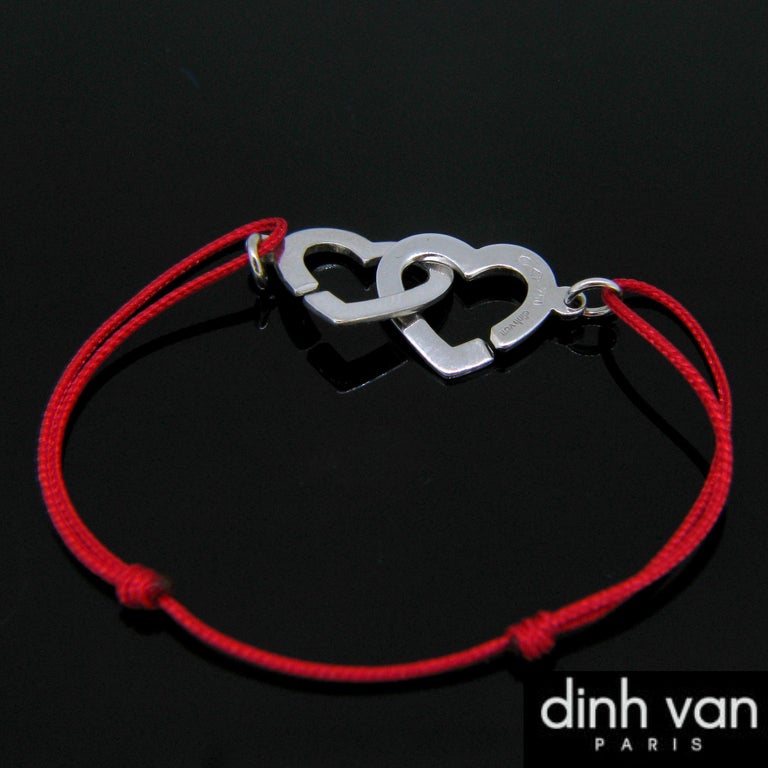 Dinh Van Double Heart Coeur Menottes Rope White Gold Bracelet at 1stDibs