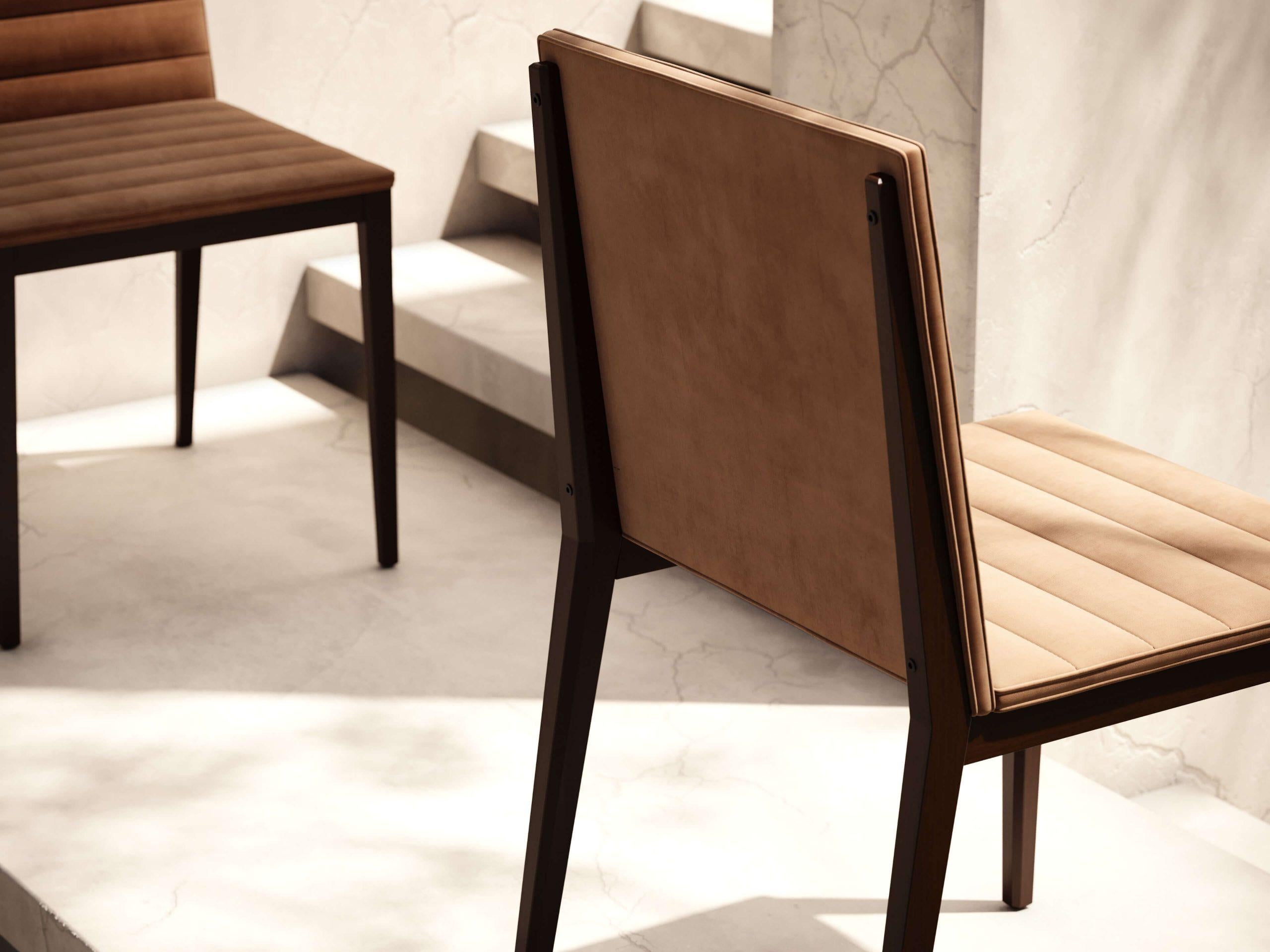 Dining Chair, Horizontal Stitching / Fumed Legs For Sale at 1stDibs