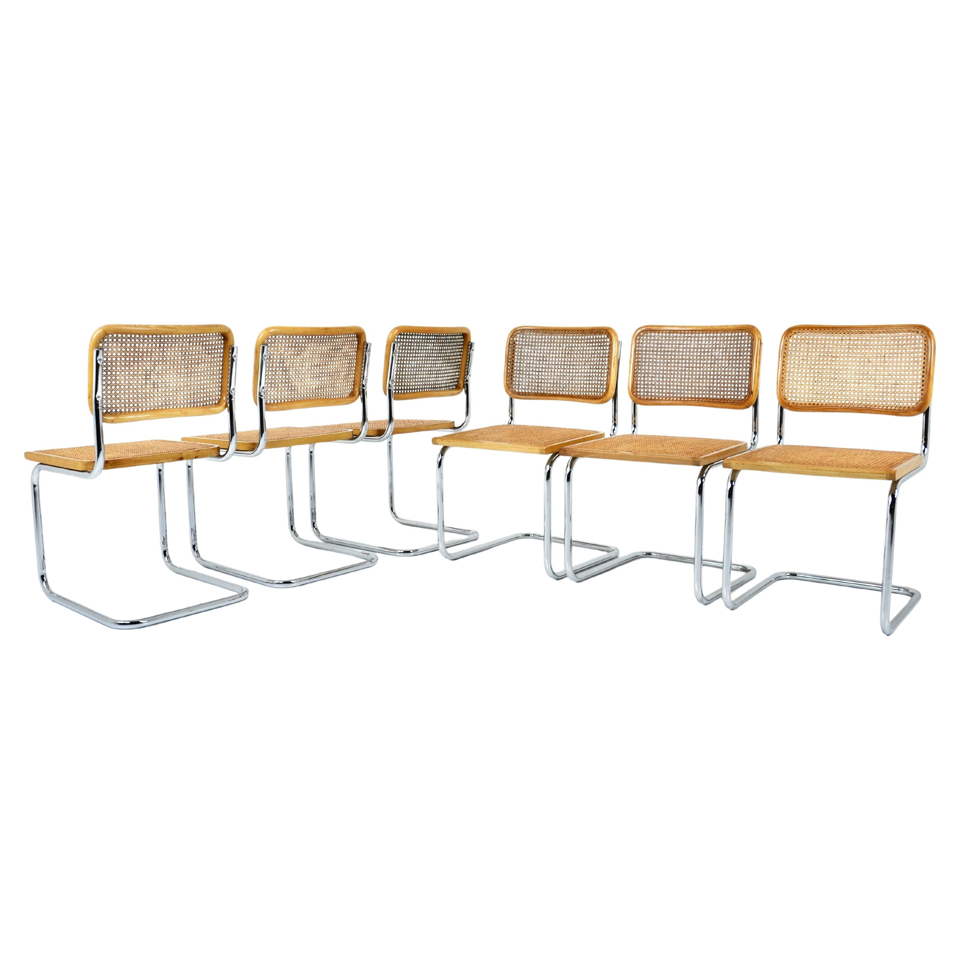 Set of Four Mid-Century Modern Marcel Breuer B32 Cesca Blonde Chairs ...