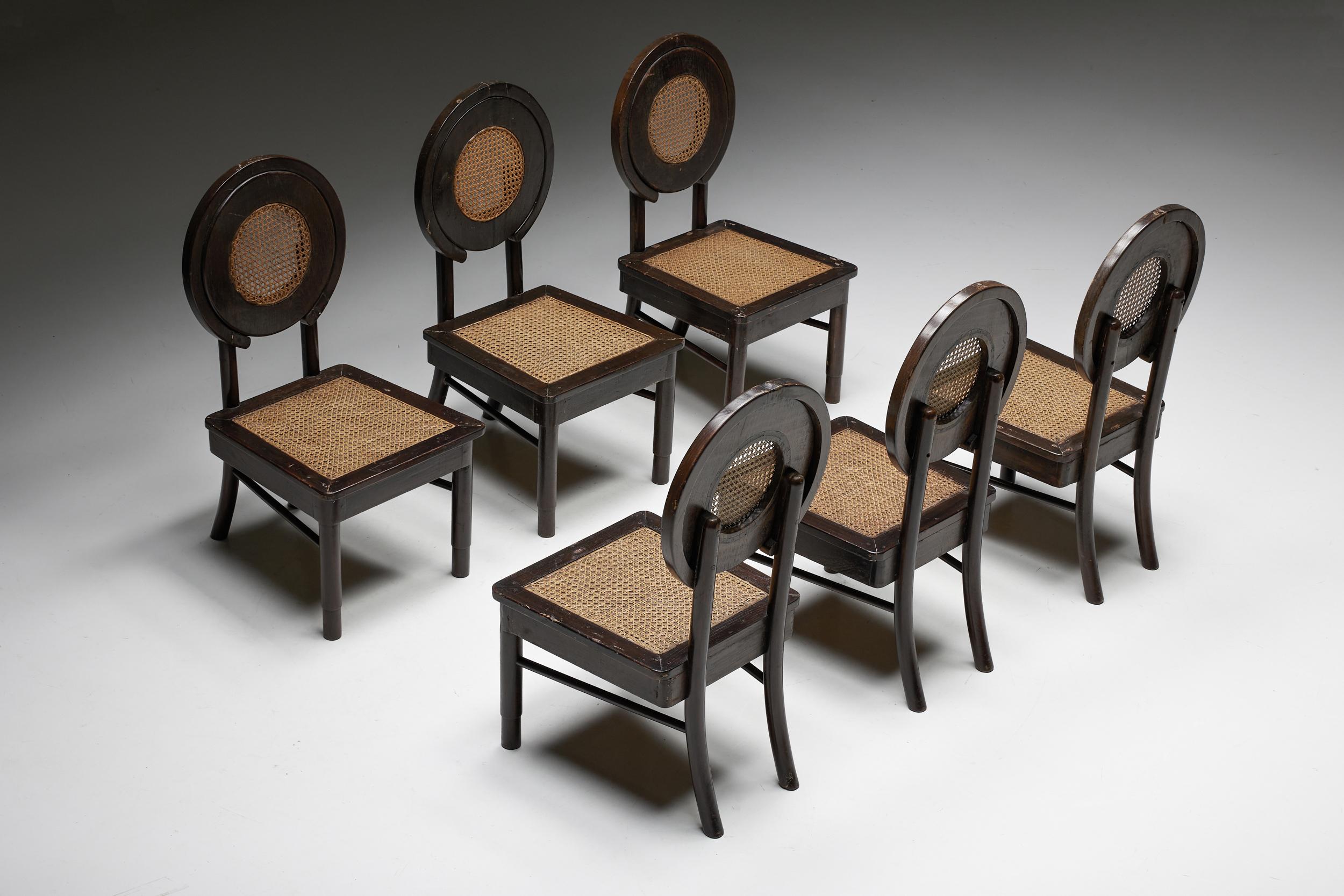Dining Chairs with Cane Circle Backs, Early 20th Century For Sale at ...