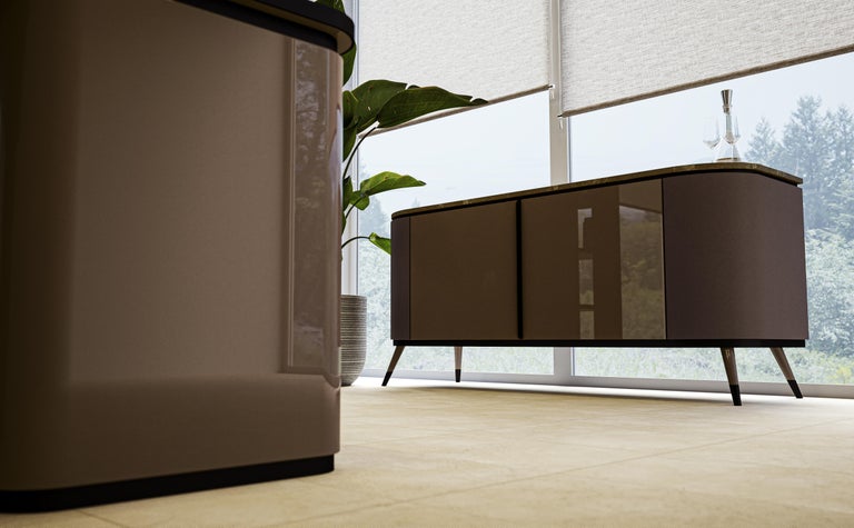 Dining Sideboard Contemporary by Fabio Arcaini Velvet Leather For Sale ...