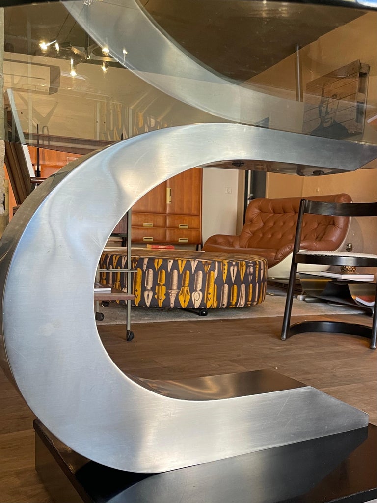 Dining Table by Willy Rizzo for Mario Sabot, Italy 1970, Steel, Glass ...