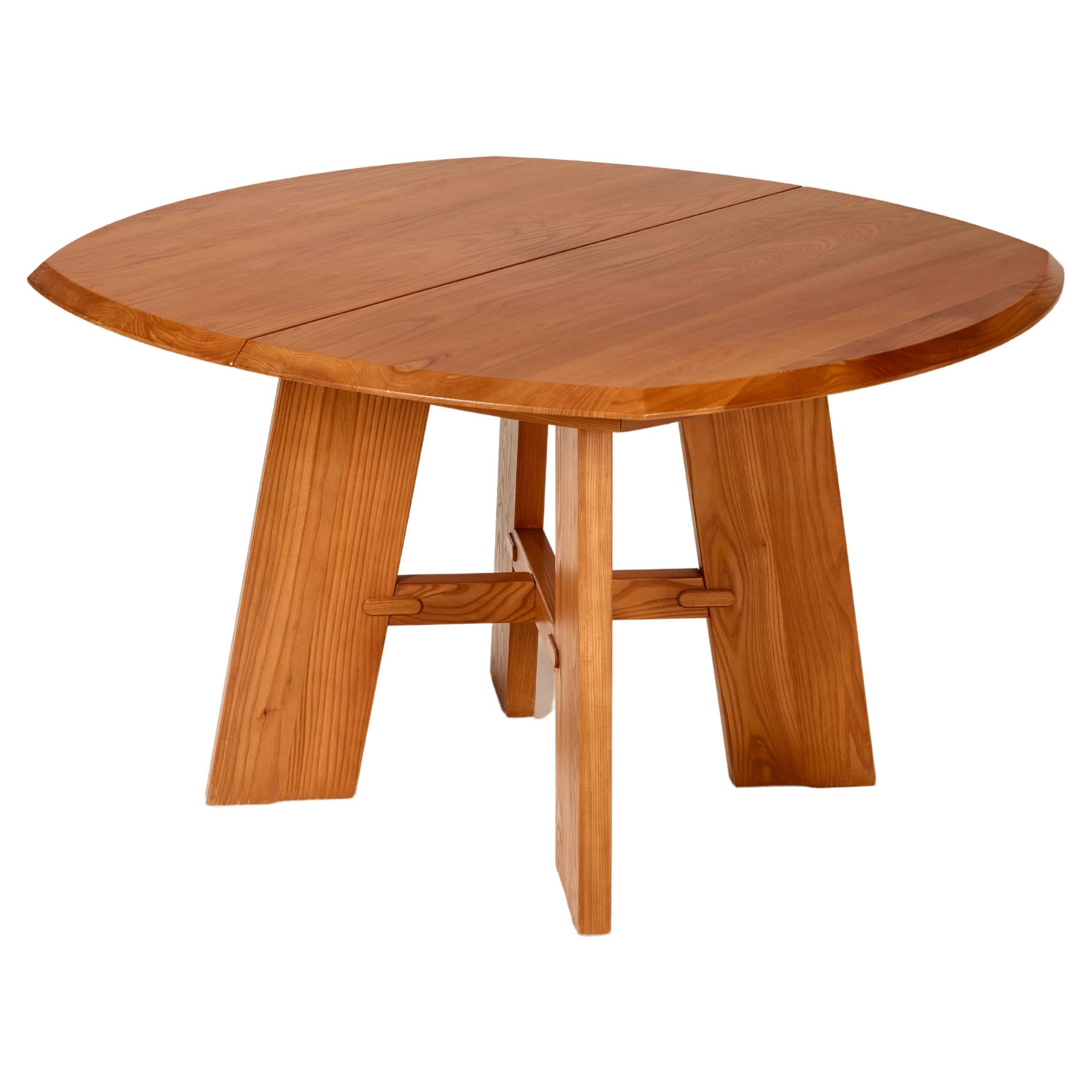 Dining table in elm wood, 1970s For Sale at 1stDibs