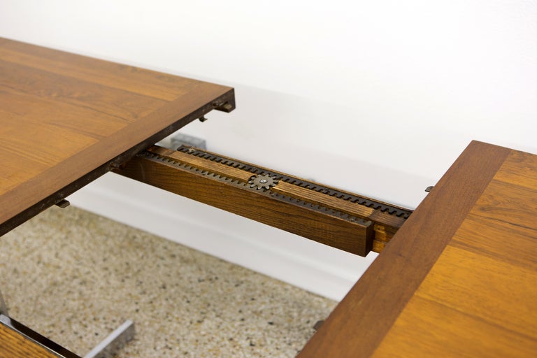 Dining Table, Rosewood with 1 Leaf Extension on Chrome Base by Alfred ...