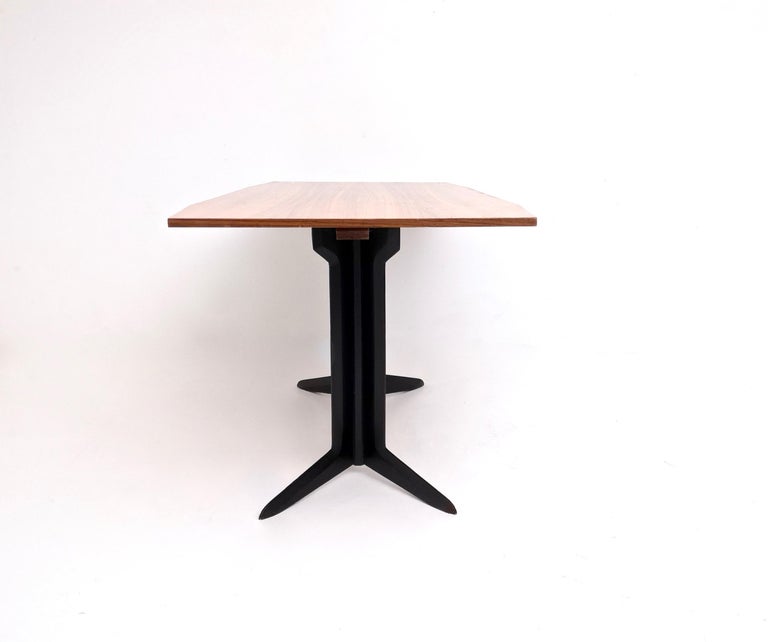 Vintage Dining Table with a Zebra Wood Top and an Ebonized Wood Frame ...