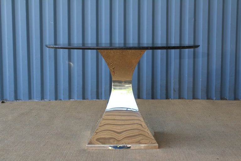 Dining Table with Quartz Stone Top on a Brass Plated Base at 1stDibs