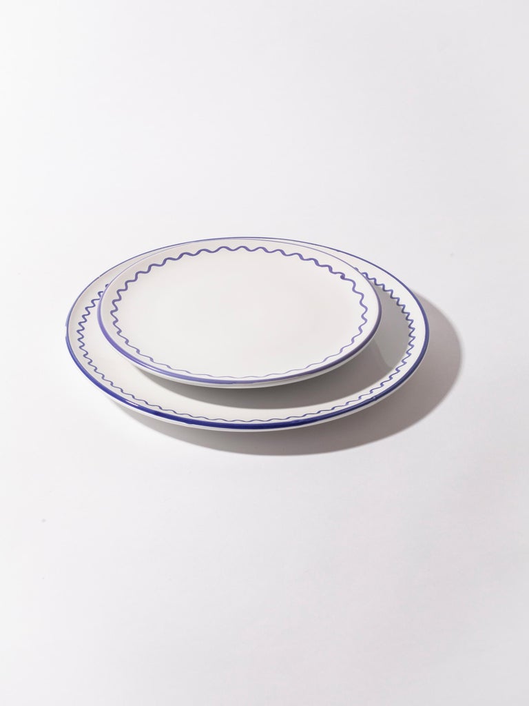 Dinner Plate, Royal Blue Zigzag Jore Copenhagen For Sale at 1stDibs