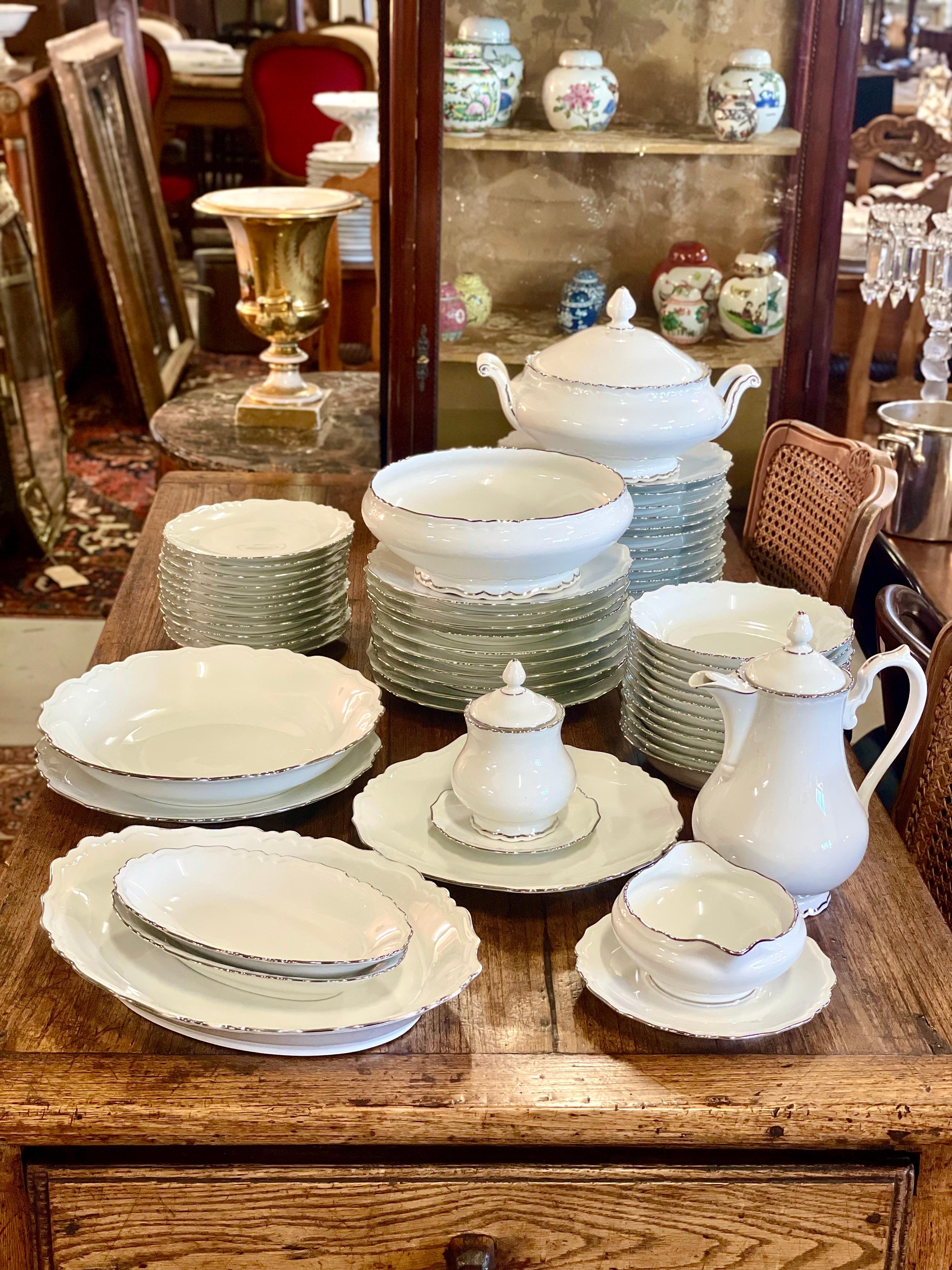 Dinner Service in White Limoges Porcelain For Sale at 1stDibs