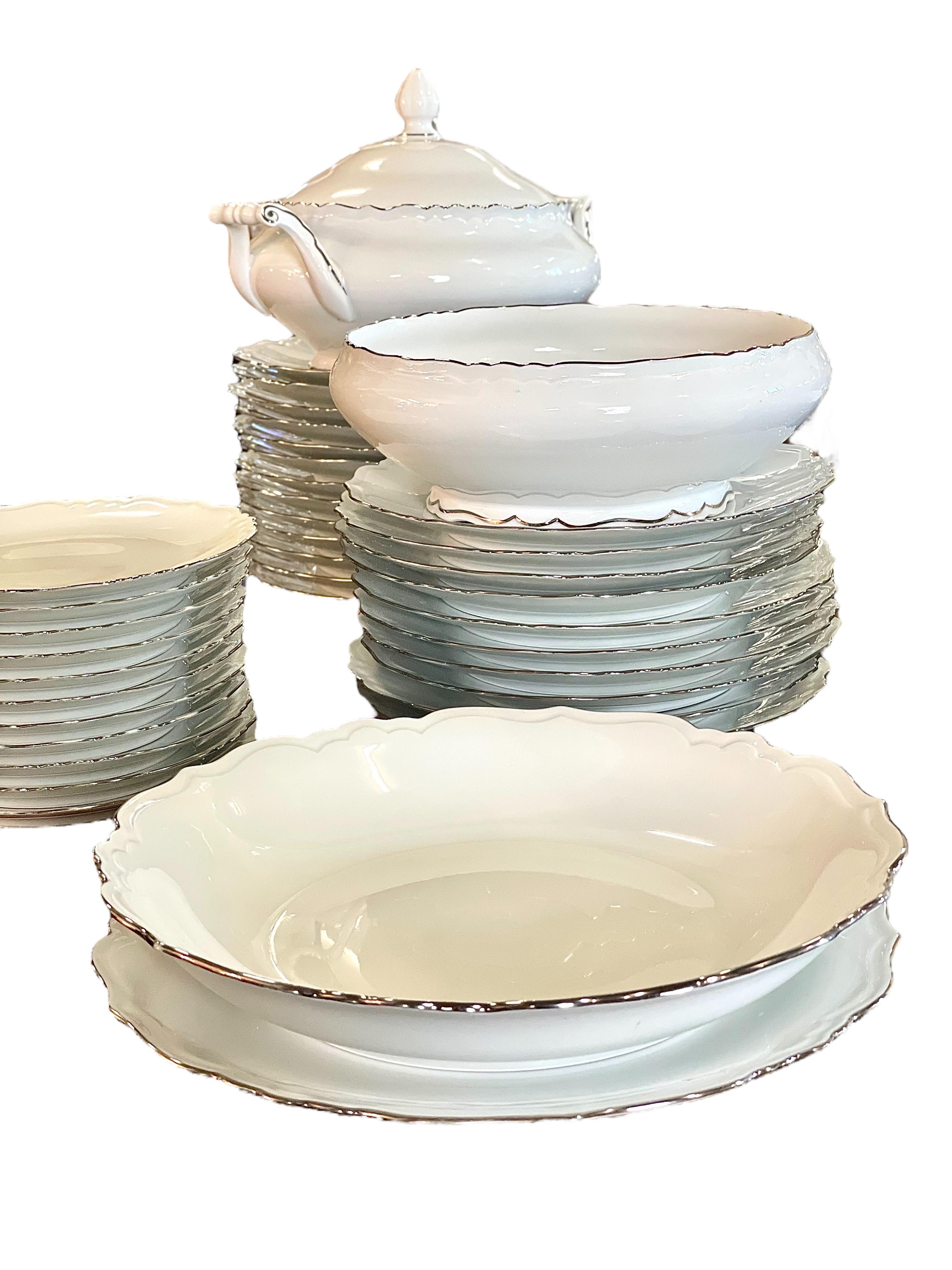 Dinner Service in White Limoges Porcelain For Sale at 1stDibs