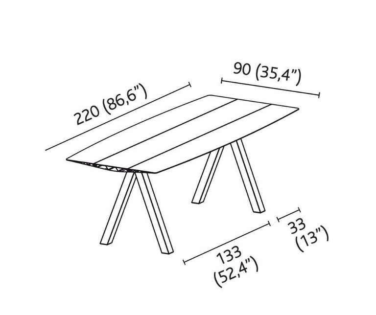 Dinning Table B 90cm x 220cm Aluminum Anodized Silver Top Wooden legs ...