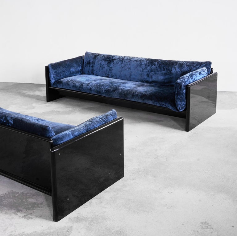 Dino Gavina Pair of Blue Velvet 'Simone' Sofas for Studio Simon, 1971 ...