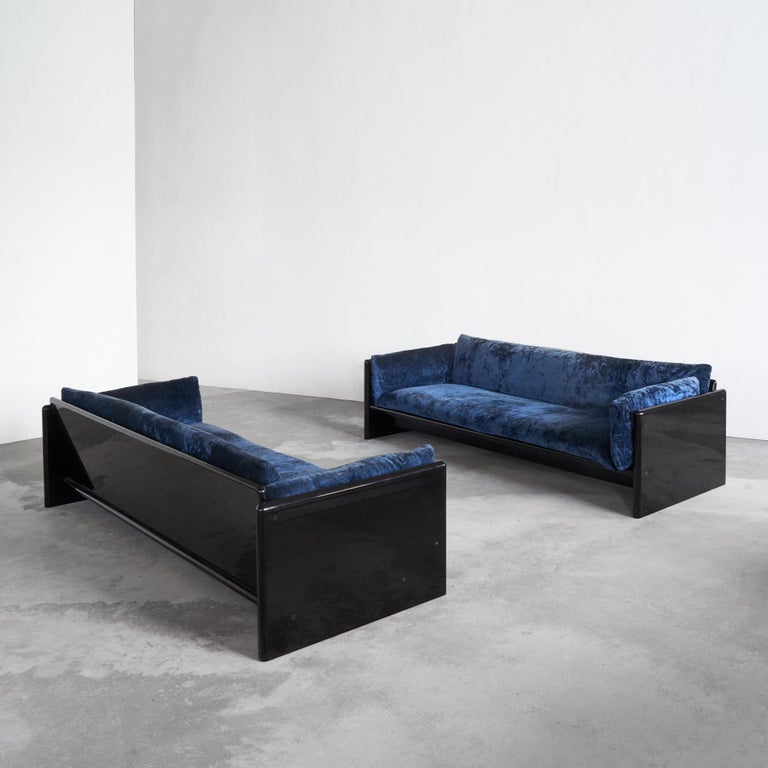 Dino Gavina Pair of Blue Velvet 'Simone' Sofas for Studio Simon, 1971 ...