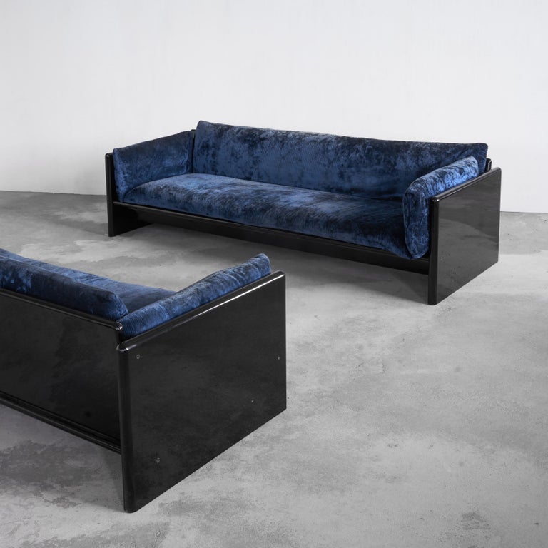 Dino Gavina Pair of Blue Velvet 'Simone' Sofas for Studio Simon, 1971 ...
