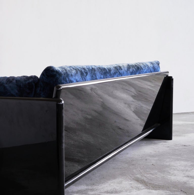 Dino Gavina Pair of Blue Velvet 'Simone' Sofas for Studio Simon, 1971 ...