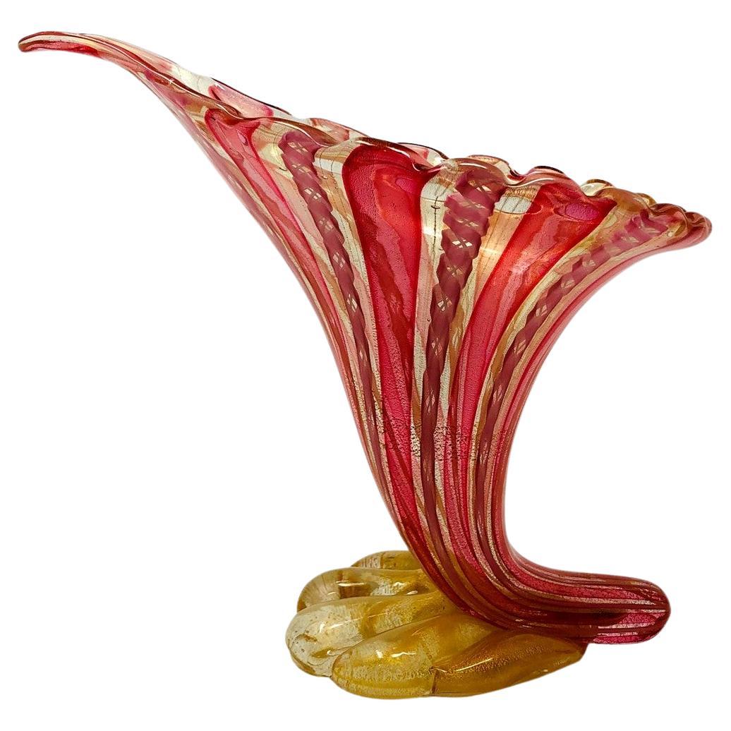 Vitange Murano Glass Cornucopia Vase at 1stDibs