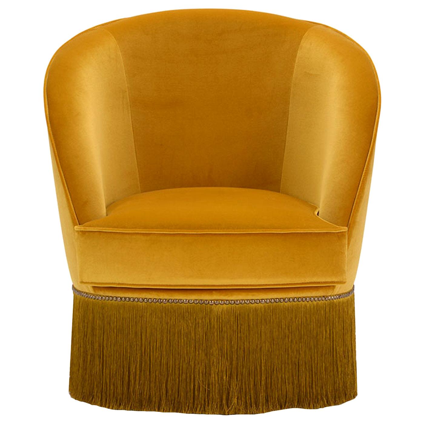 Dione Small Ocher Armchair with Fringes For Sale at 1stDibs | fringe chair