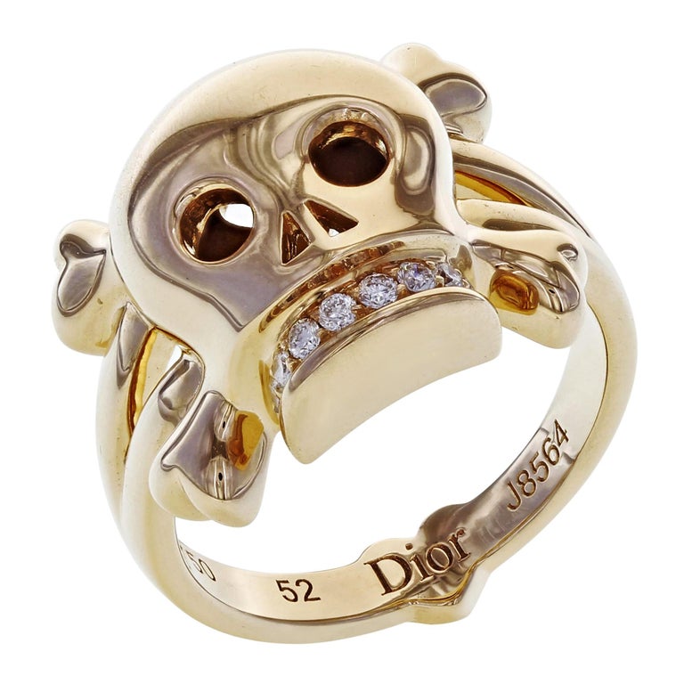 Dior 18 Karat Rose Gold Diamond Skull Ring 0.08 Carat at 1stDibs | dior ...