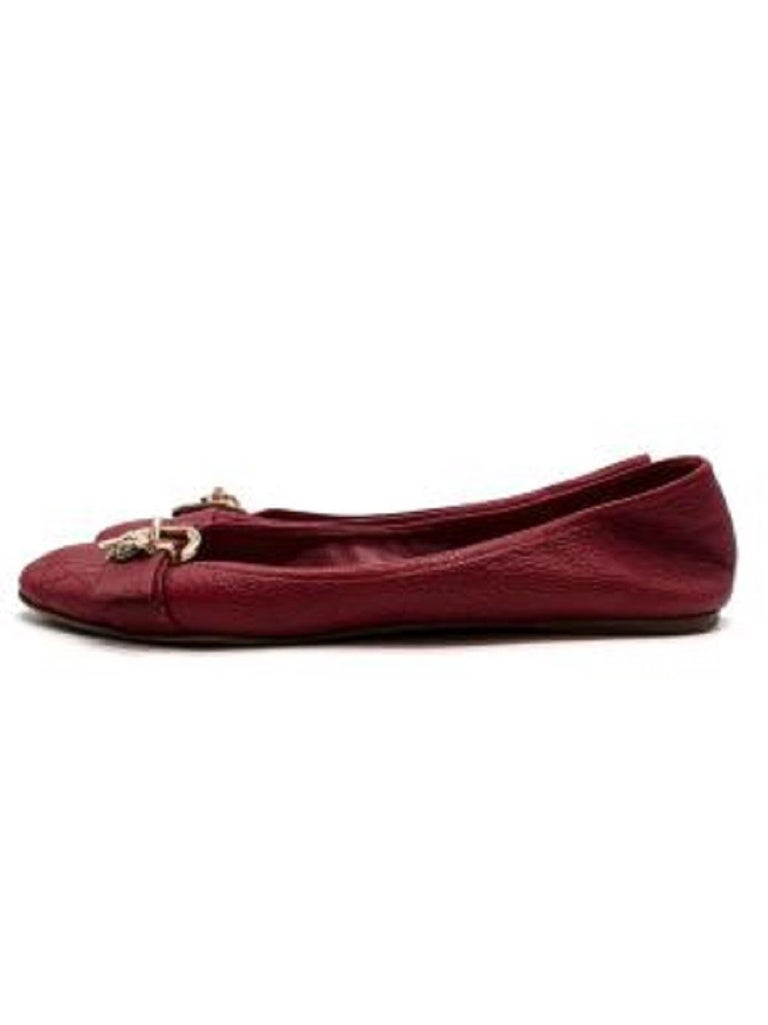 Dior Bee Embellished Red Leather Ballerinas For Sale at 1stDibs