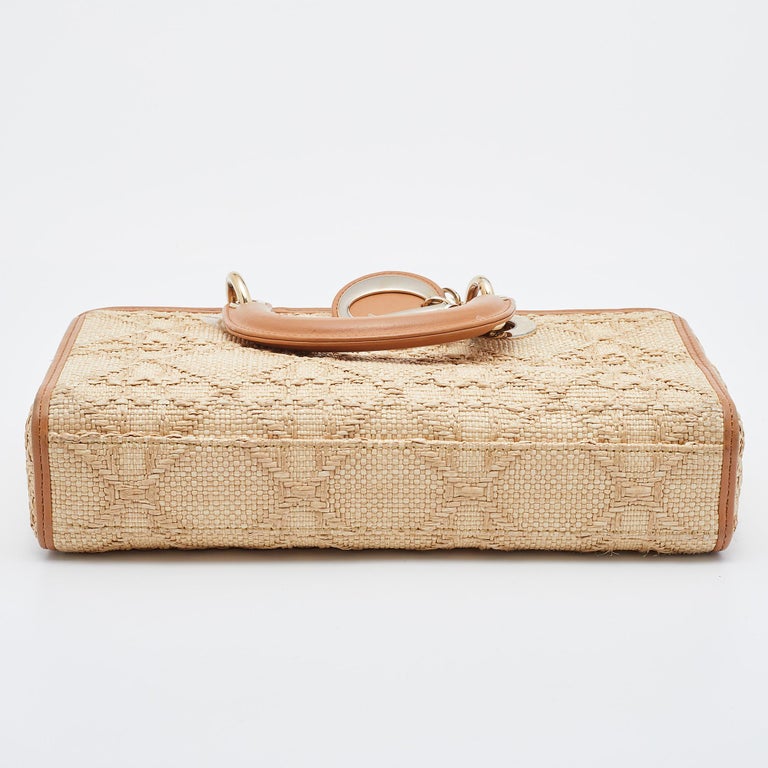 Dior Beige/Brown Cannage Raffia and Leather Lady D-Joy Bag For Sale at ...