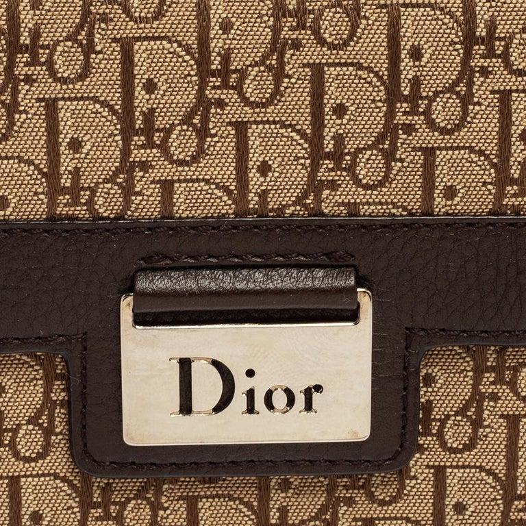 Dior Beige/Brown Oblique Canvas And Leather Street Chic Compact Wallet ...