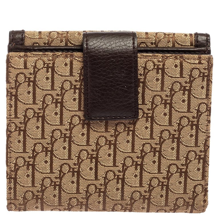 Dior Beige/Brown Oblique Canvas And Leather Street Chic Compact Wallet ...