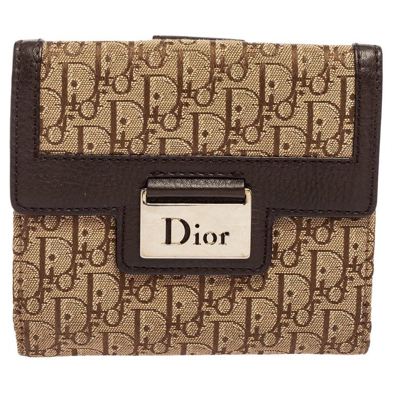 Dior Beige/Brown Oblique Canvas And Leather Street Chic Compact Wallet ...