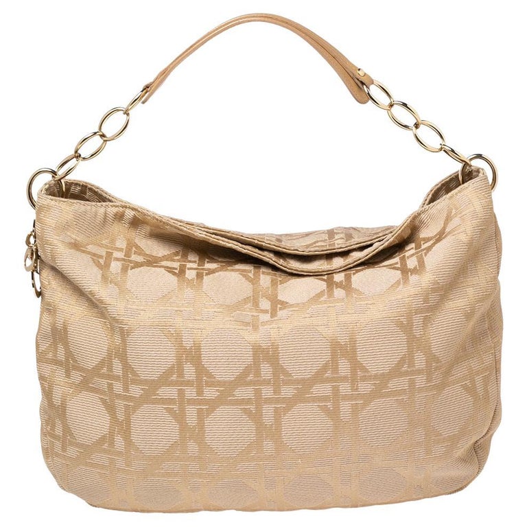 Dior Beige Cannage Canvas and Leather Lady Dior Hobo at 1stDibs