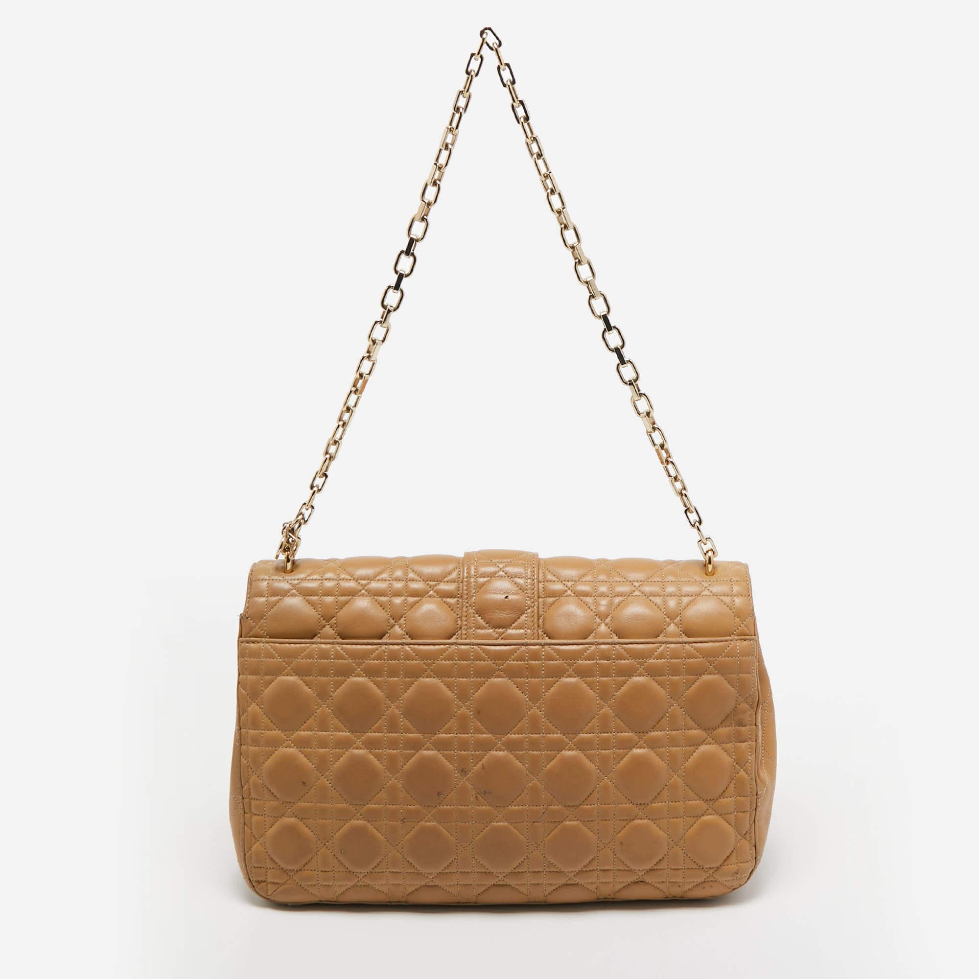 Dior Beige Cannage Leather Large Miss Dior Shoulder Bag For Sale at 1stDibs