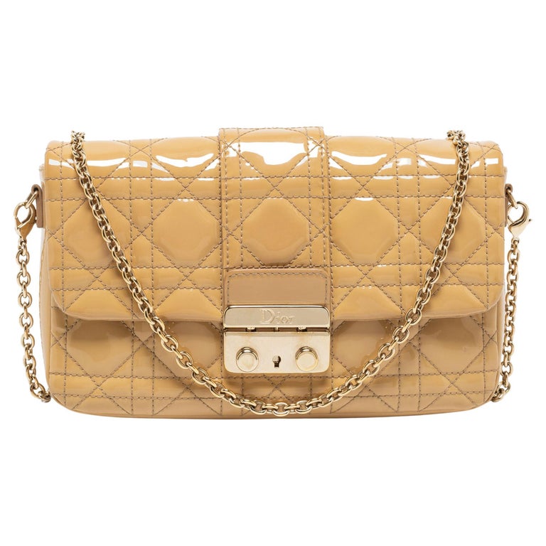 Dior Beige Cannage Patent Leather Miss Dior Wallet On Chain For Sale at ...
