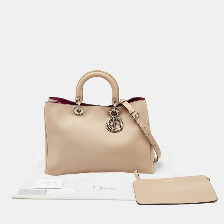 Dior Beige Leather Large Diorissimo Tote For Sale at 1stDibs