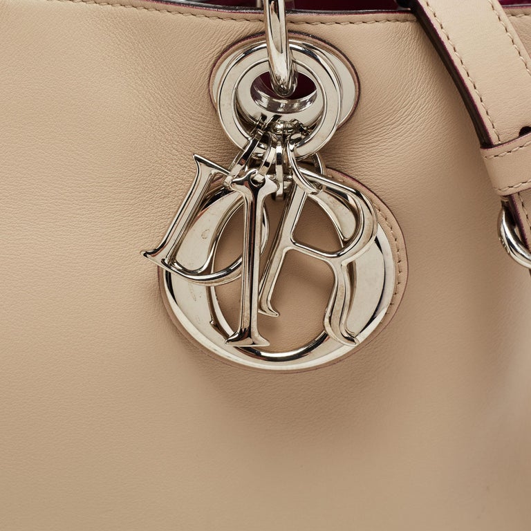 Dior Beige Leather Large Diorissimo Tote For Sale at 1stDibs