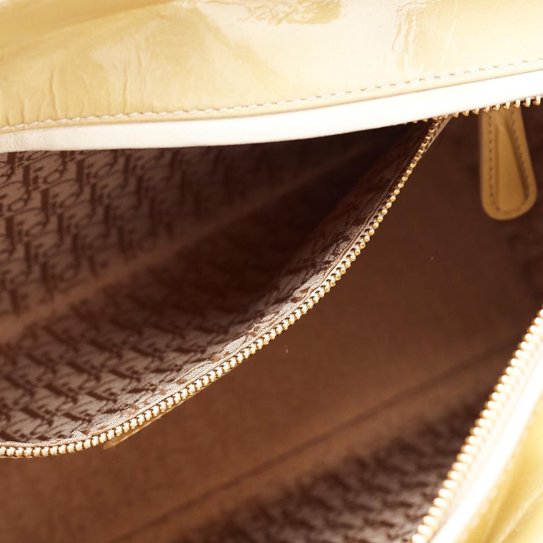 Dior Beige Patent Leather Large Lady Dior Tote For Sale at 1stDibs