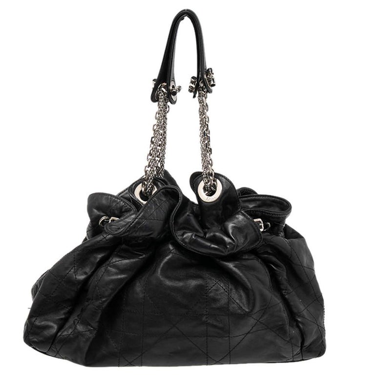 Dior Black Cannage Leather Le Trente Hobo For Sale at 1stDibs