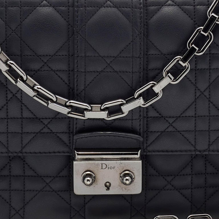 Dior Black Cannage Leather Medium Miss Dior Flap Bag For Sale at 1stDibs