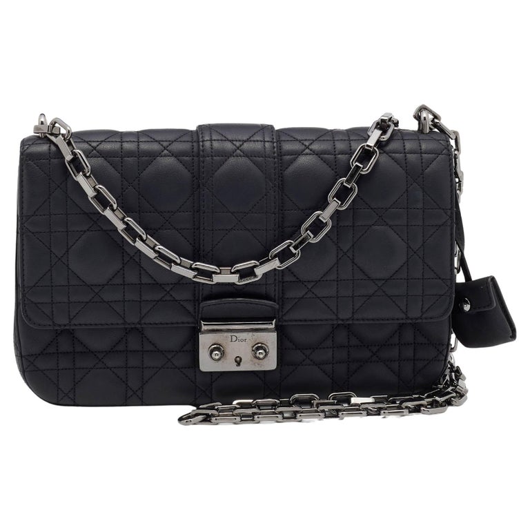 Dior Black Cannage Leather Medium Miss Dior Flap Bag at 1stDibs