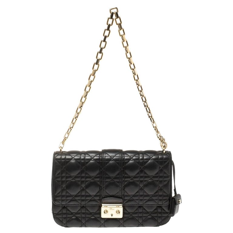 Dior Black Cannage Leather Miss Dior Medium Flap Bag at 1stDibs