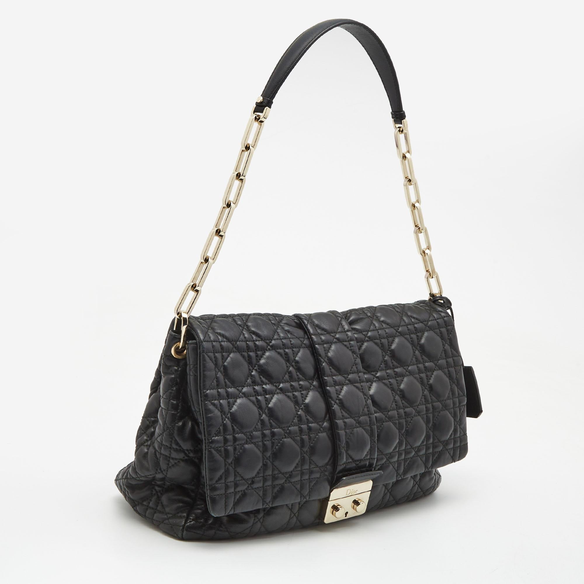 Dior Black Cannage Leather Miss Dior Shoulder Bag For Sale at 1stDibs