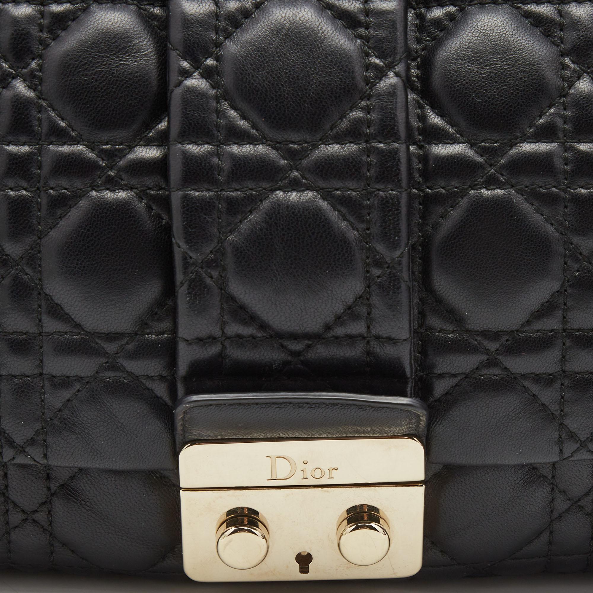 Dior Black Cannage Leather Miss Dior Shoulder Bag For Sale at 1stDibs