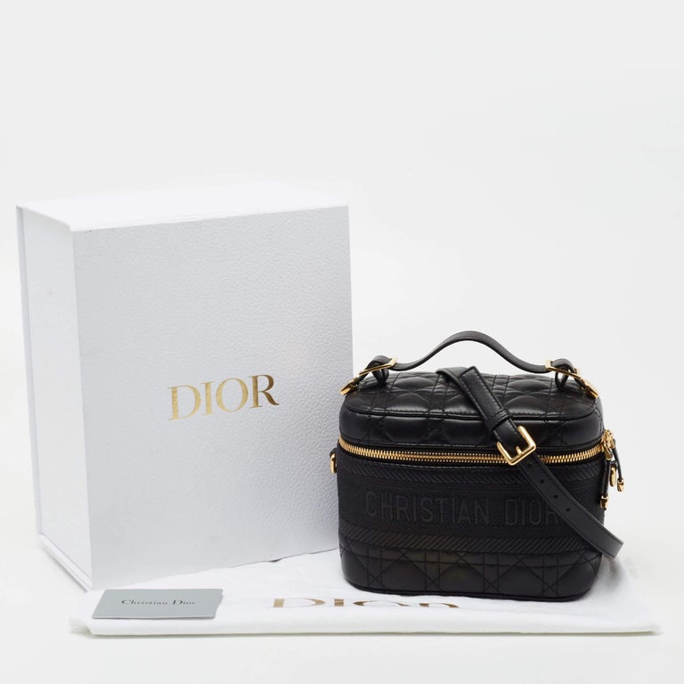 Dior Black Cannage Leather Small Diortravel Vanity Case For Sale at 1stDibs