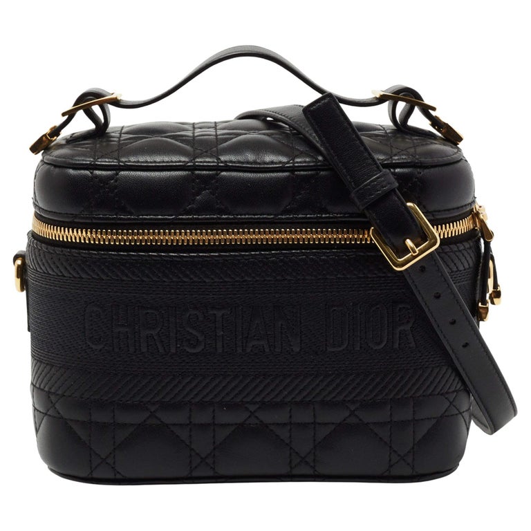 Dior Black Cannage Leather Small Diortravel Vanity Case For Sale at 1stDibs