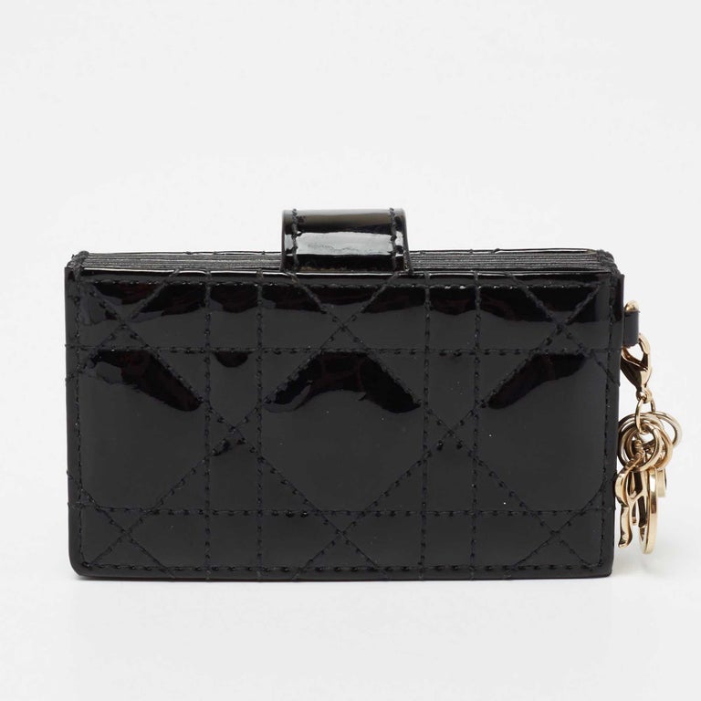 Dior Black Cannage Patent Leather Lady Dior 5 Gusset Card Holder For ...