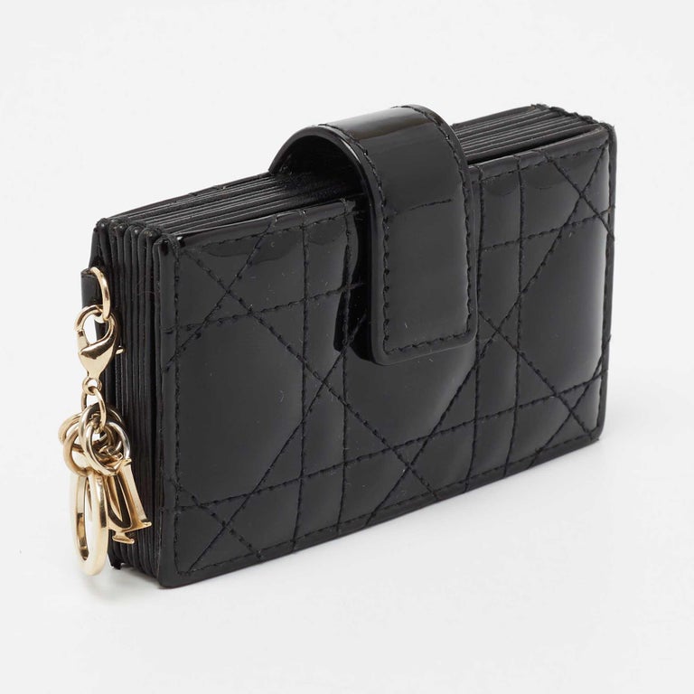 Dior Black Cannage Patent Leather Lady Dior 5 Gusset Card Holder For ...