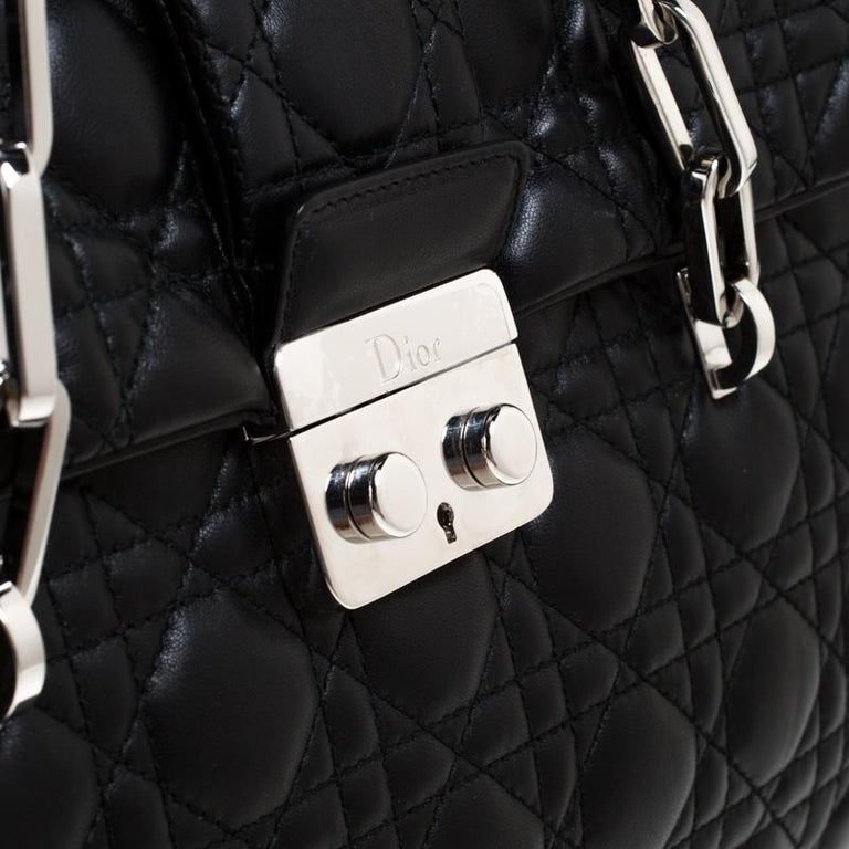 Dior Black Cannage Quilted Leather Large New Lock Satchel For Sale at ...