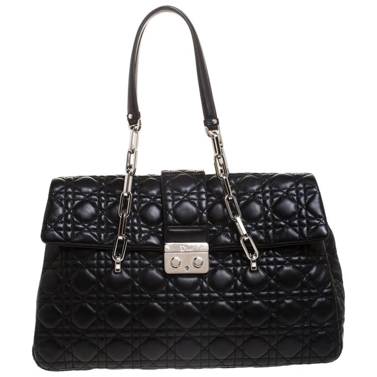 Dior Black Cannage Quilted Leather Large New Lock Satchel For Sale at ...