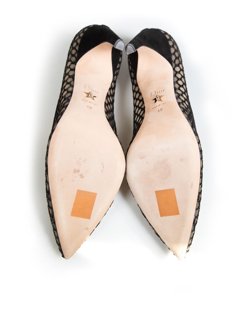 Dior Black Fish Net Suede Trim Pumps Size IT 40 For Sale at 1stDibs