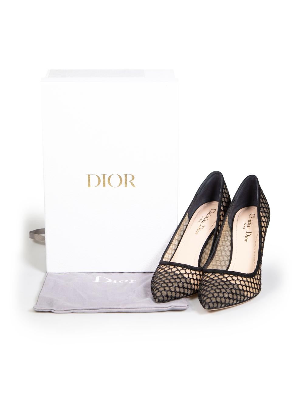 Dior Black Fish Net Suede Trim Pumps Size IT 40 For Sale at 1stDibs