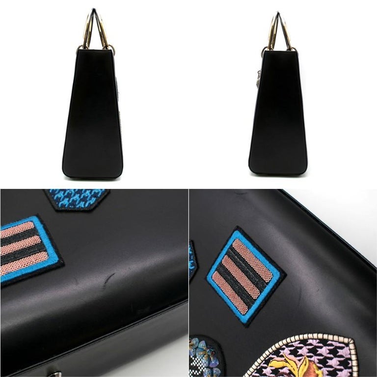 Dior Black Lady Dior Patch Embellished Tote Bag For Sale at 1stDibs