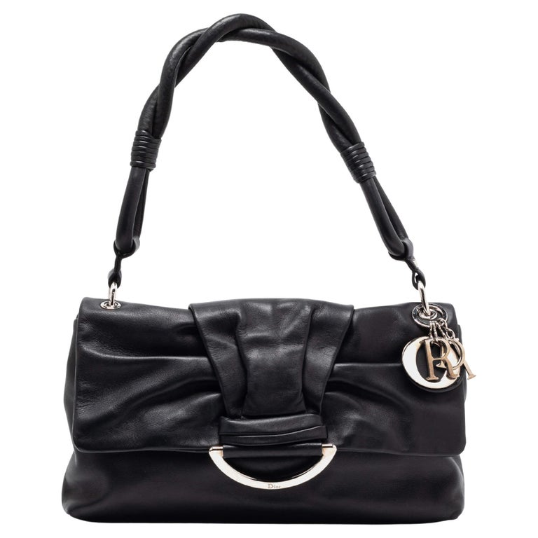Dior Black Leather Demi Lune Flap Handbag For Sale at 1stDibs