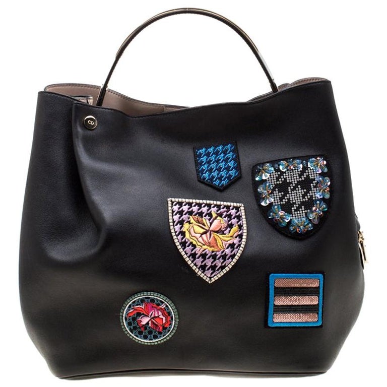 Dior Black Leather Diorific Patch Bucket Bag at 1stDibs